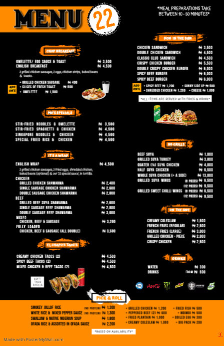 Copy of 22 Menu - glass | PosterMyWall