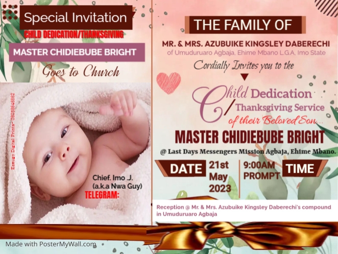 Child/Baby Dedication and naming ceremony | PosterMyWall