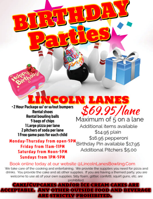 Bowling birthday parties Paper flyer | PosterMyWall