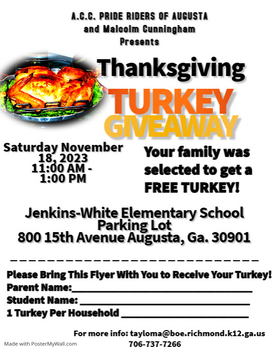 Thanksgiving Turkey Giveaway Flyer | PosterMyWall