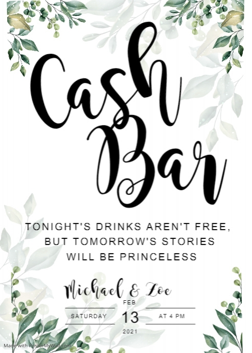 5x7 Cash Bar | PosterMyWall
