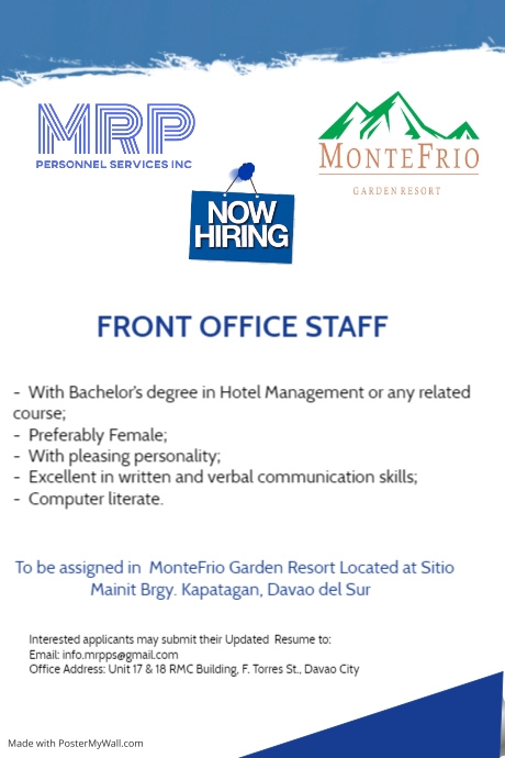 Front Office Staff | PosterMyWall
