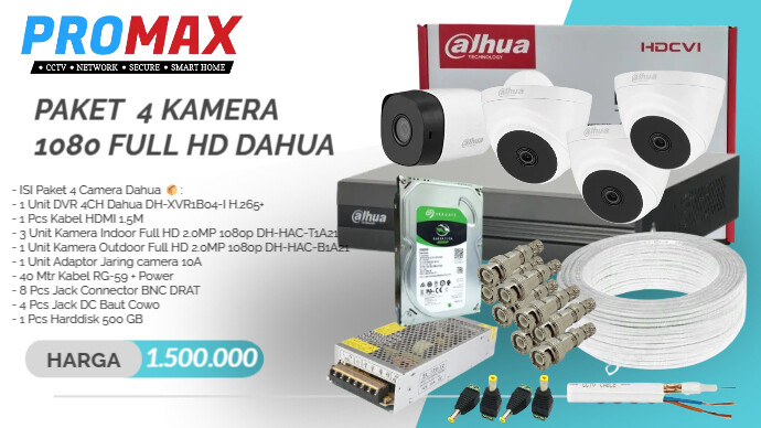 PAKET DAHUA 4 KAMERA 2 MP | PosterMyWall