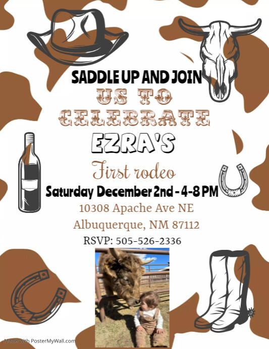 Copy of boy FIRST RODEO Invitation Template | PosterMyWall