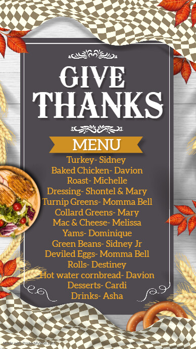 Thanks giving menu | PosterMyWall