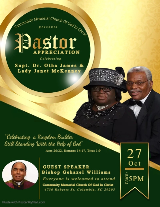 Vintage Pastor Appreciation Church Flyer | PosterMyWall