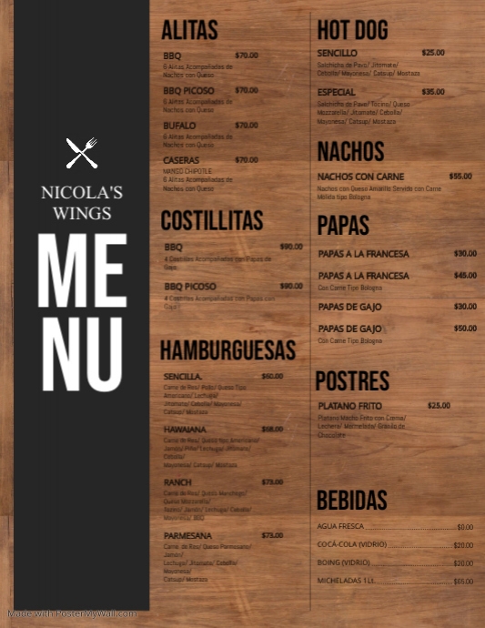 Copy of Menú Alitas | PosterMyWall