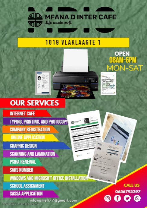 Blue Modern Cyber Cafe Services Flyer | PosterMyWall