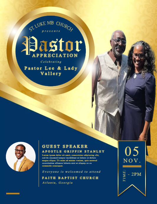 Vintage Pastor Appreciation Church Flyer | PosterMyWall