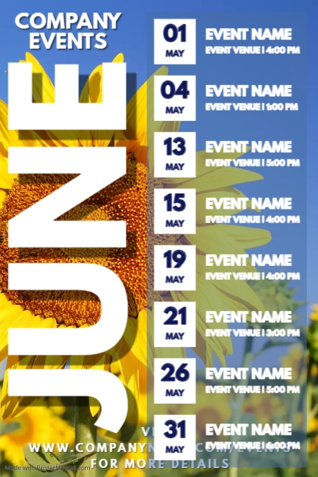 June Events Schedule Calendar Template | PosterMyWall