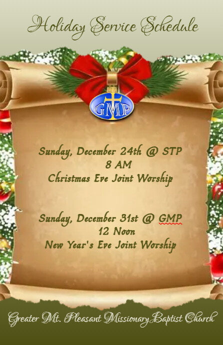 Copy of Holiday Service Schedule 2 | PosterMyWall