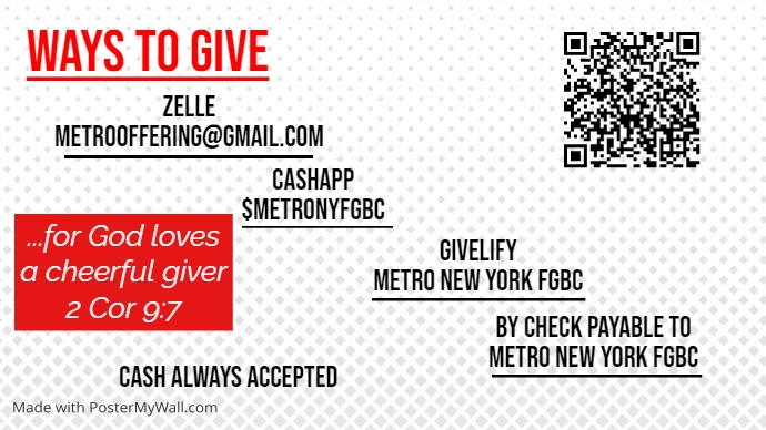 Metro NYS FGBCF Offering | PosterMyWall