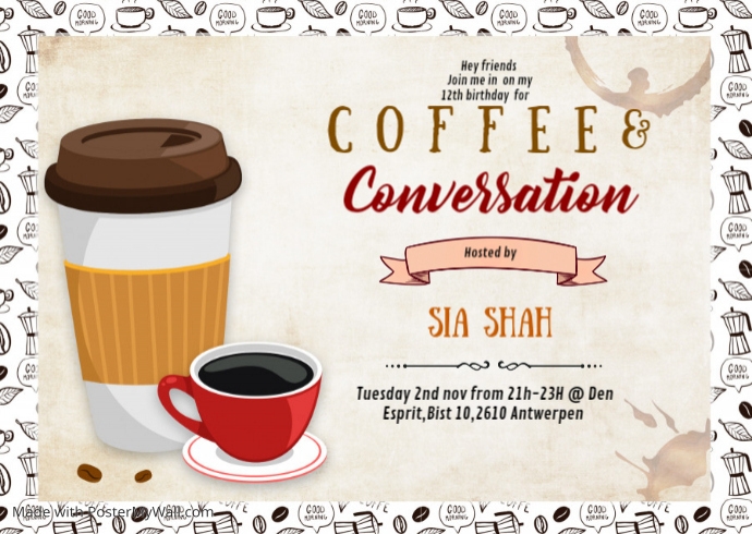 Copy of Coffee conversation party invitation | PosterMyWall