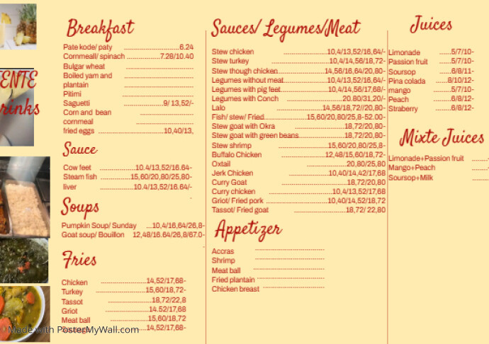 Chinese Food Menu Card Template | PosterMyWall