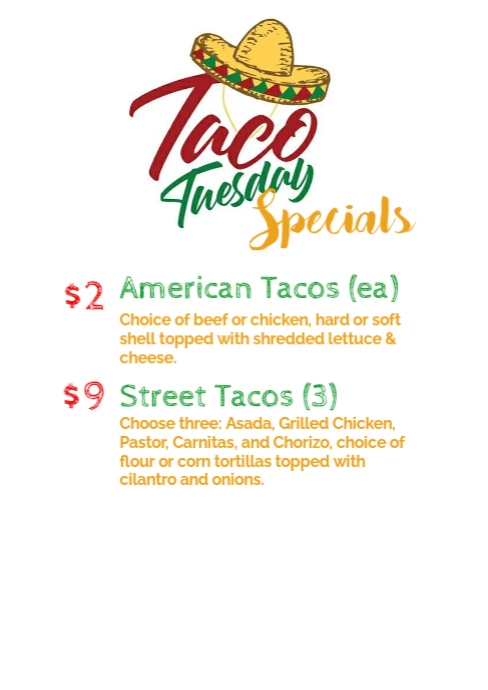 Taco Tuesday Chalk Board Specials (2) | PosterMyWall