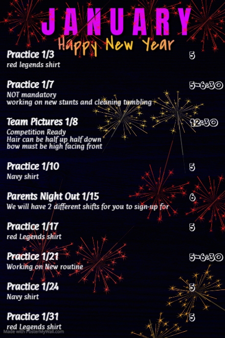 Copy of January Calendar of Events | PosterMyWall