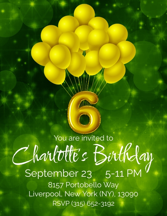 6th birthday party invitation blue balloon (7 Template | PosterMyWall