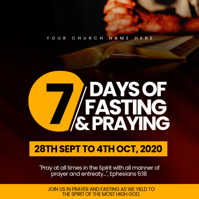 7 Days of Fasting and Praying Church Event Instagram Post Template ...