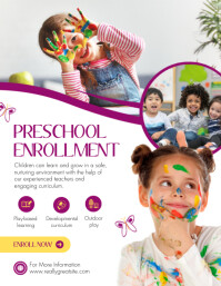 Purple and Yellow Modern Preschool Enrollment Template | PosterMyWall