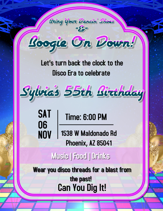 70's Disco Party Invitation Template | PosterMyWall