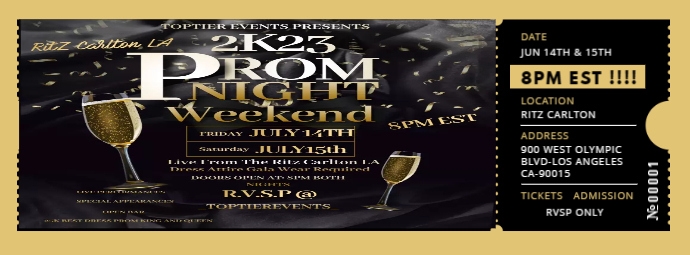 Black and Gold Prom Night Ticket | PosterMyWall