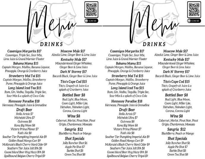 Copy of Tent Drink Menu Printout (1) | PosterMyWall