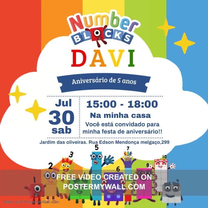 Number Blocks Birthday Invitation | PosterMyWall