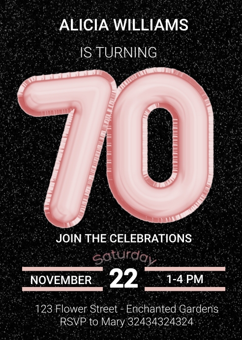 70TH Birthday invitation Template | PosterMyWall
