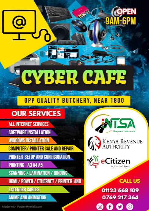 Blue Modern Cyber Cafe Services Flyer (1) | PosterMyWall