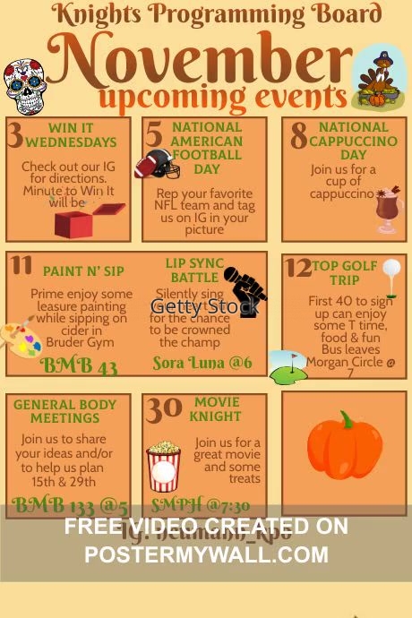 Copy of November Upcoming Events Video Leaves Falling | PosterMyWall