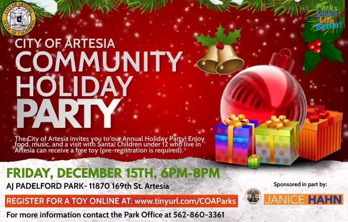 Community Holiday Party city front page | PosterMyWall