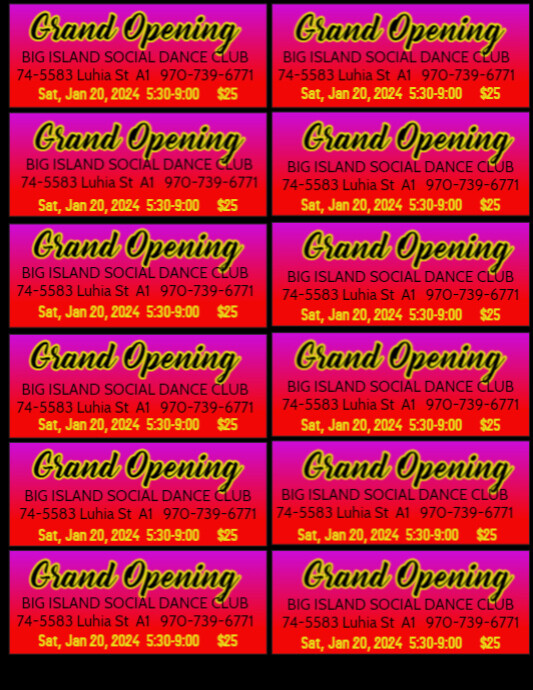 Grand Opening Tickets | PosterMyWall