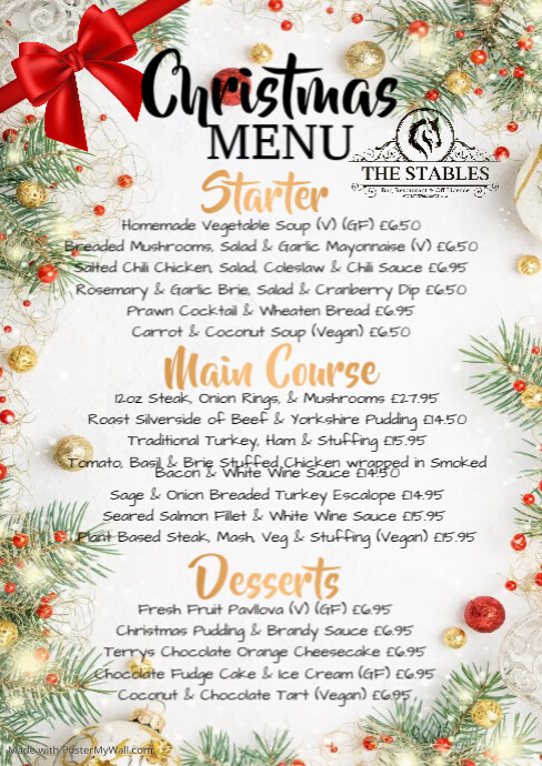 new year menu, christmas menu, menu | PosterMyWall