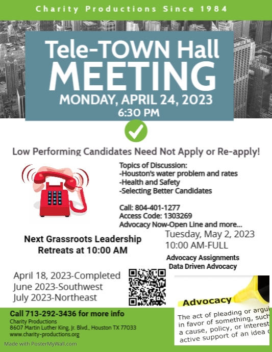 Charity Productions Tele-town hall | PosterMyWall