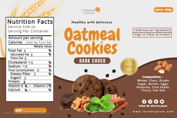 Copia de Oatmeal Cookies Label | PosterMyWall