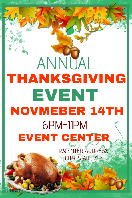 Annual Thanksgiving Dinner Event Template | PosterMyWall