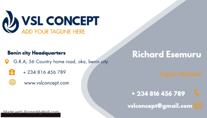 Copy of simple generic business card for employees | PosterMyWall