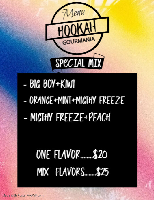 Hookah Flavors menu flyer card | PosterMyWall
