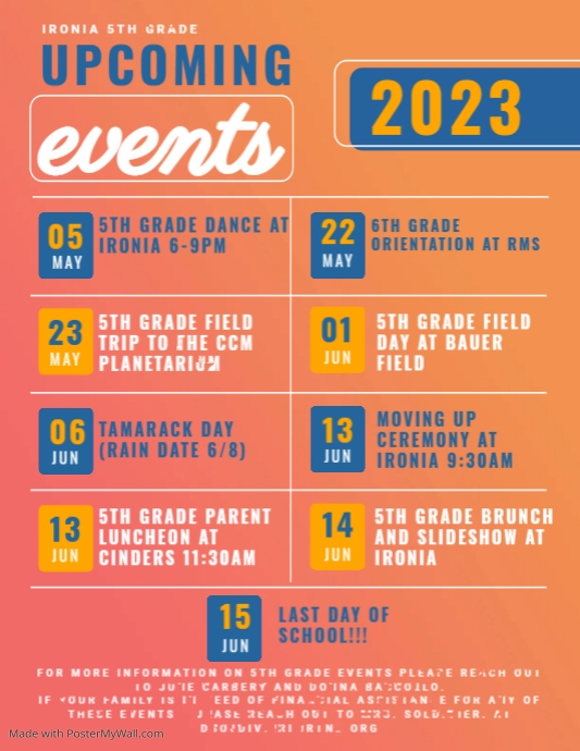 Copy of Calendar of Upcoming Events Schedule Flyer | PosterMyWall