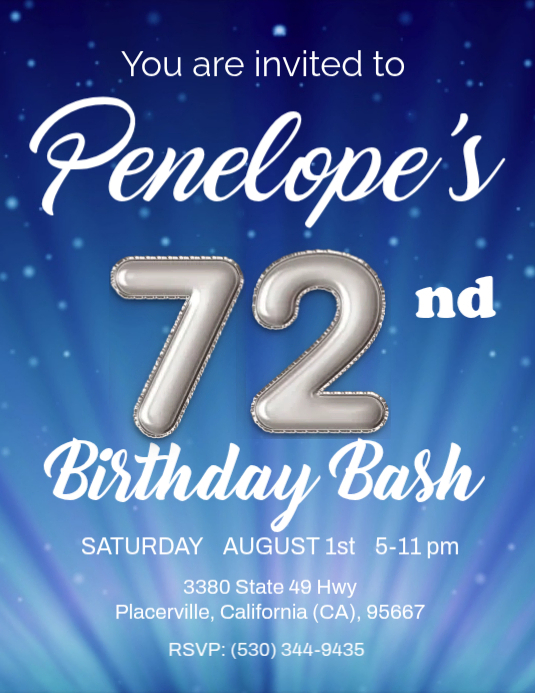 72nd birthday Template | PosterMyWall