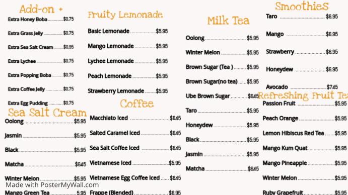 Drinks Menu | PosterMyWall