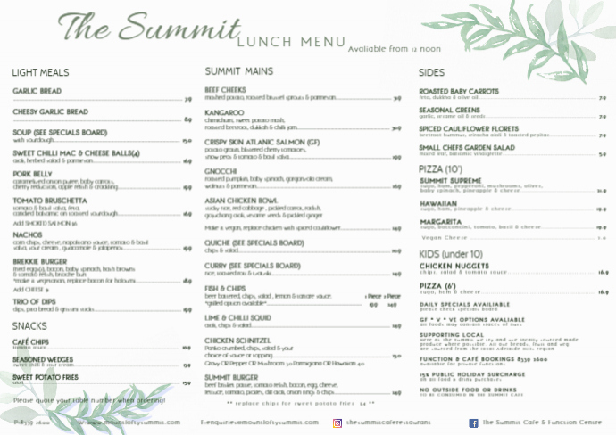 Summit Lunch Menu 2021 | PosterMyWall