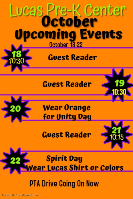 Copy of Copy of October Upcoming Events Calendar | PosterMyWall