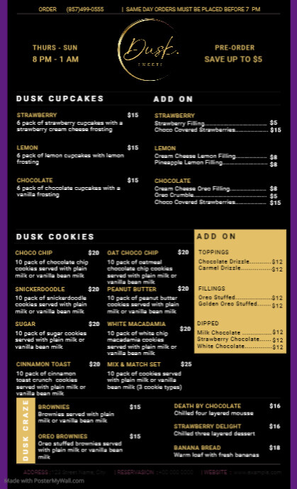 Copy of Simple Food Menu - Resto & Lounge Template | PosterMyWall