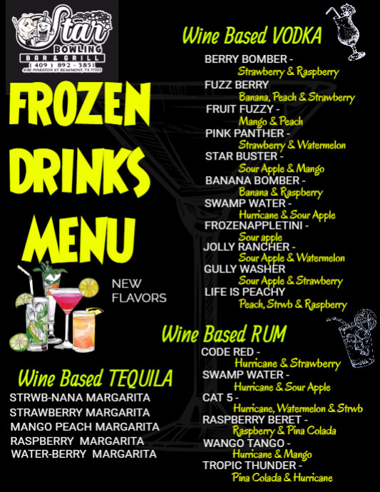 frozen cocktail Menu | PosterMyWall