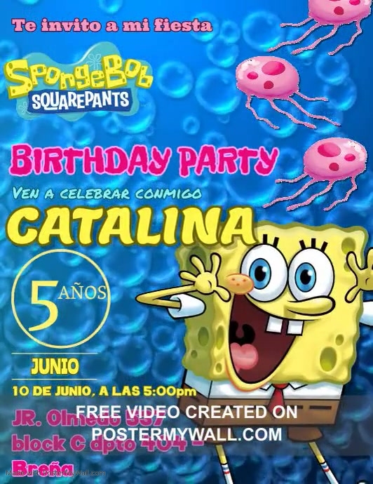 Kids Spongebob Birthday Invitation Template | PosterMyWall