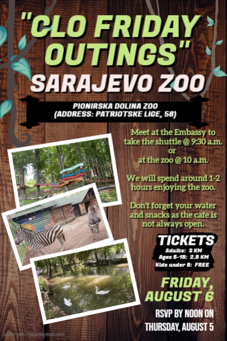 Friday Outing - Zoo Aug 6 | PosterMyWall