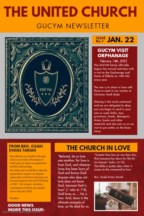 Copy of Orange Church Newspaper Ad Flyer Template | PosterMyWall