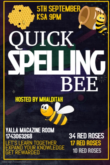 Copy of Copy of Spelling Bee Flyer template,Event poster template ...
