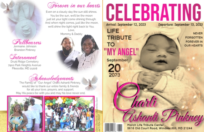 Copy of Deanna's cuz baby Funeral Program (1) | PosterMyWall